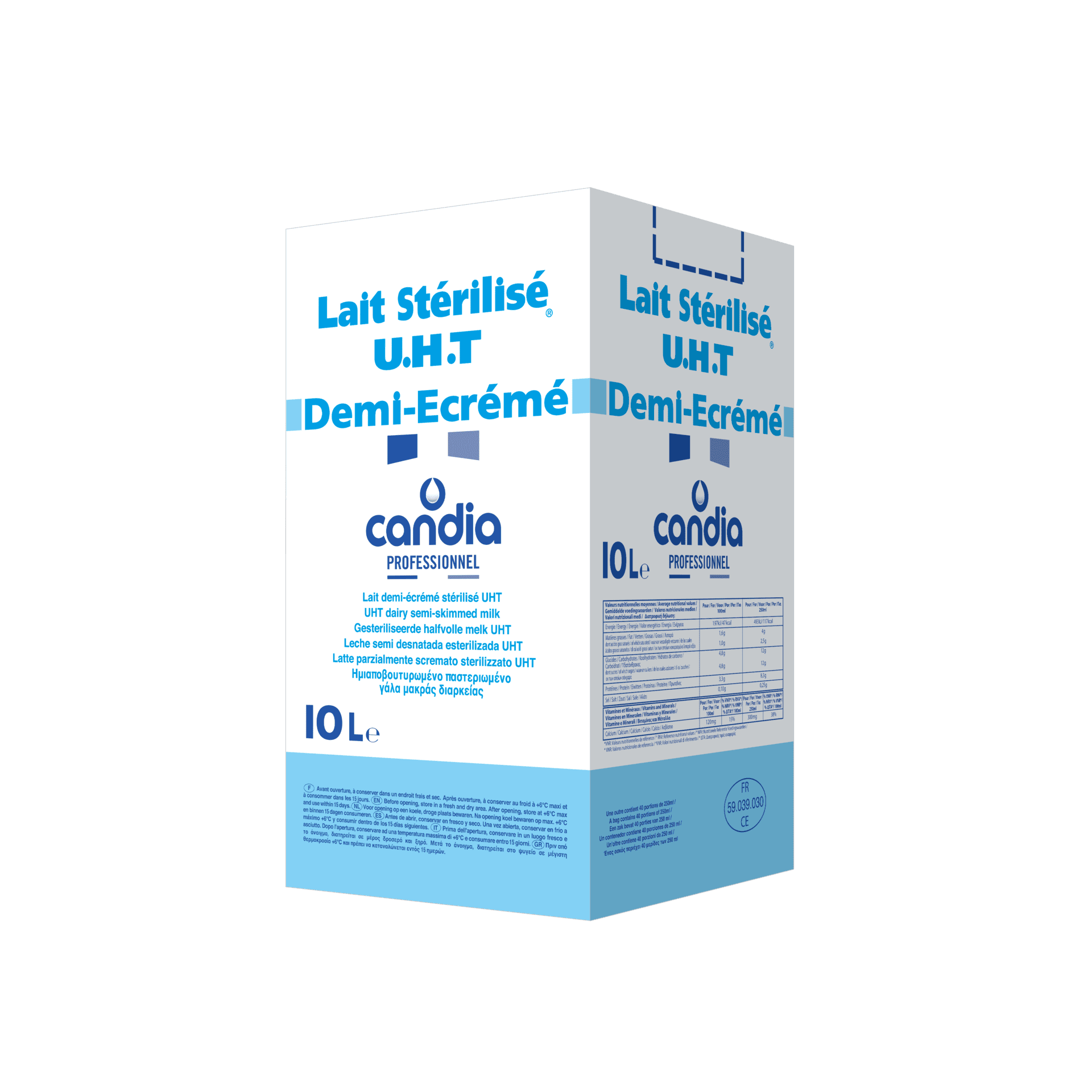 Lait 1/2 écrémé UHT - outre 10L bouchon - Candia Professionnel ...