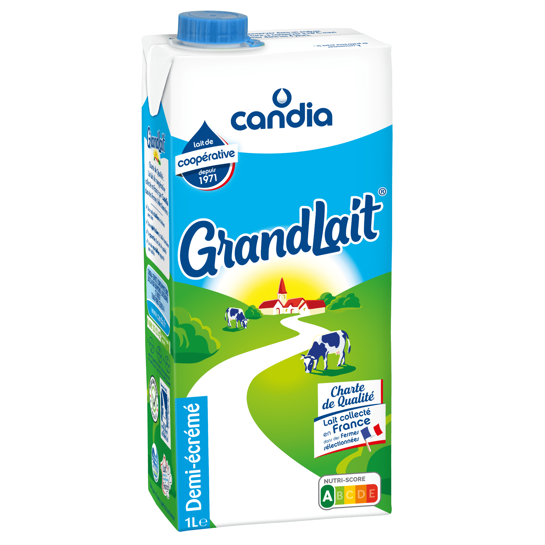 Lait 1/2 écrémé UHT - brique 1L - Grandlait - Sodiaal Professionnel