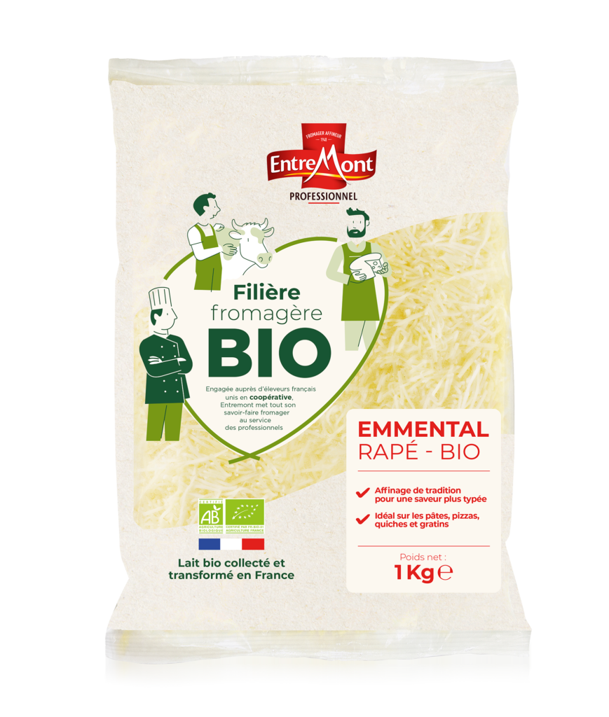 Emmental Bio Râpé 1kg - Entremont Professionnel - Sodiaal Professionnel