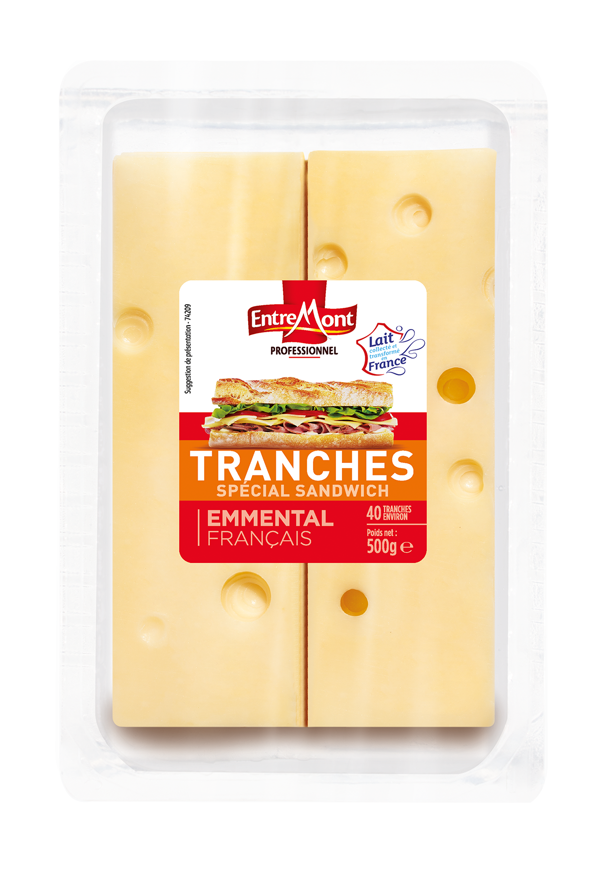 Emmental Français tranches baguette - 40X12,5 - Entremont Professionnel ...