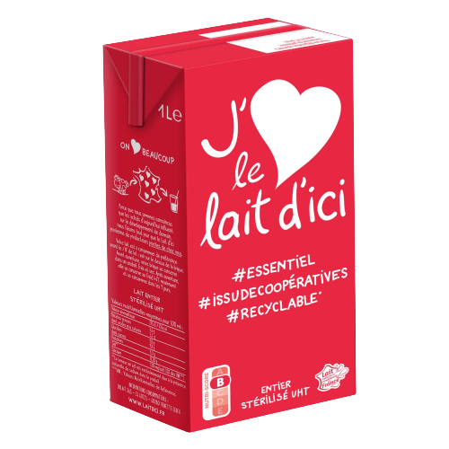 Lait entier UHT - brique 1L - Lait d'ici - Sodiaal Professionnel