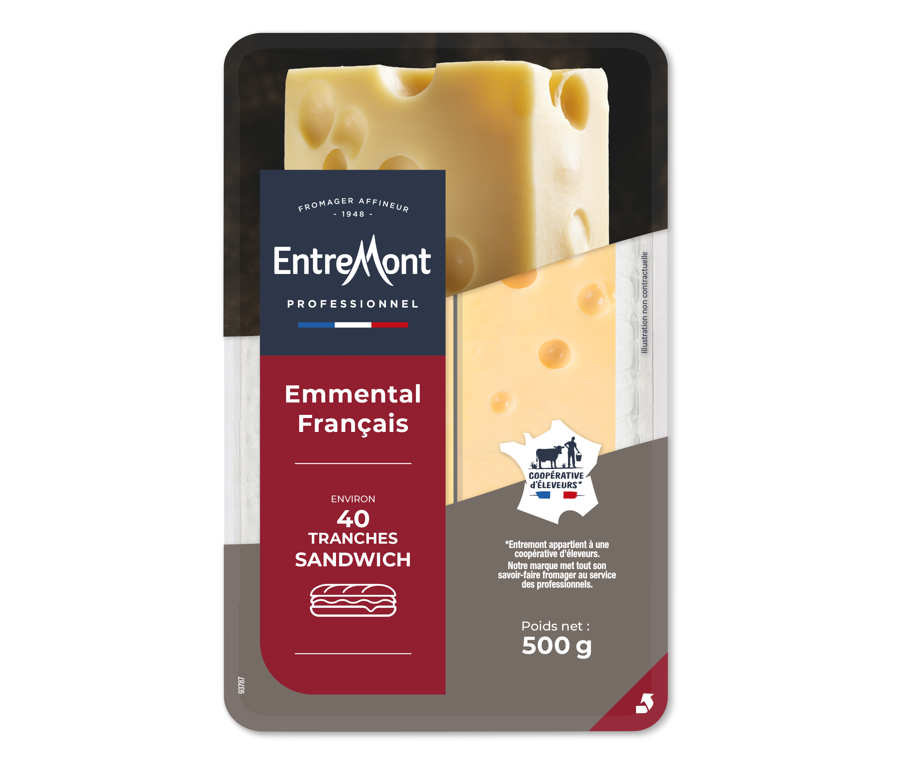 Emmental tranches sandwich - Entremont Professionnel - 500G X 6 ...